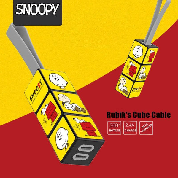 Snoopy Rubik's Cube Universal Charging Cord Cable Key Chain
